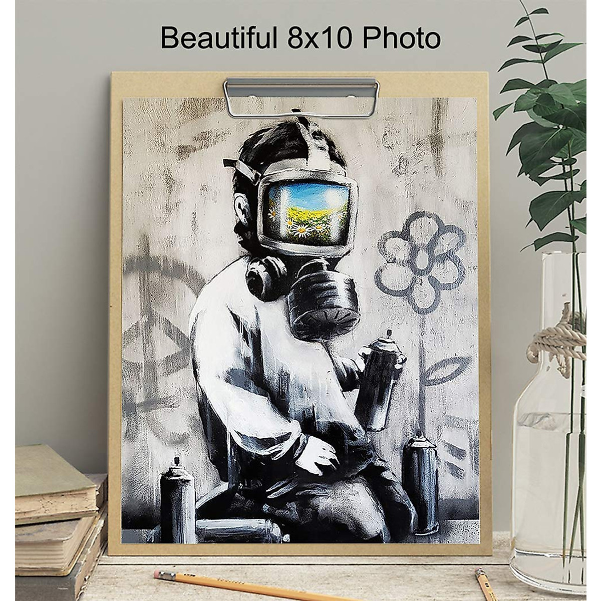 Banksy Urban Street Mural 8x10 Wall Decor Picture - Contemporary Modern Art Graffiti Decoration for Home, Apartment, Office, Bedroom, Dorm, Living Room - Gift for Women, Teens