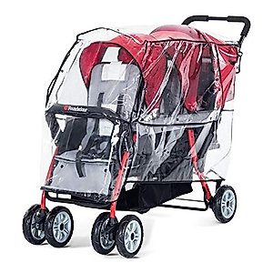 Foundations Trio Sport 3-Seat Stroller Rain Cover, Easy to Use Snaps Surrounding a Mesh Window, Air Ventilation While Covered, 360 Degree Flaps (Clear)