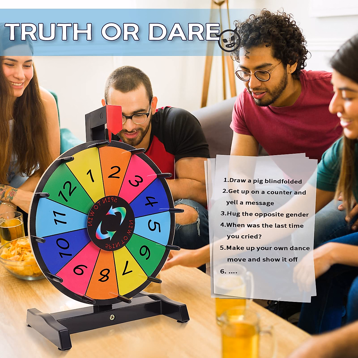 iElyiEsy 24 Inch Prize Wheel of Fortune 14 Slots Spinning Wheel for Prizes with Stand, Dry Eraser and Marker Pen for Trade Show Carnival Party Pub