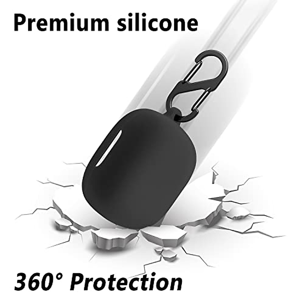 Geiomoo Silicone Case Compatible with JBL Live Pro TWS 2, JBL Live Pro+ TWS Protective Cover with Carabiner (Black)