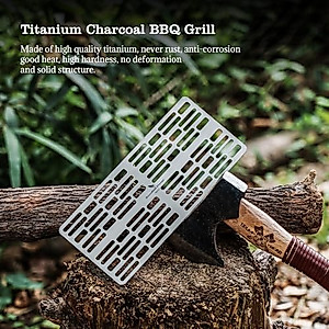 iBasingo Titanium Charcoal BBQ Grill Plate Ultralight Baking Cooling Rack Heavy Duty Dining Cooking Roasting Kitchen Utensils for Outdoor Camping Hiking A-Ti2021C
