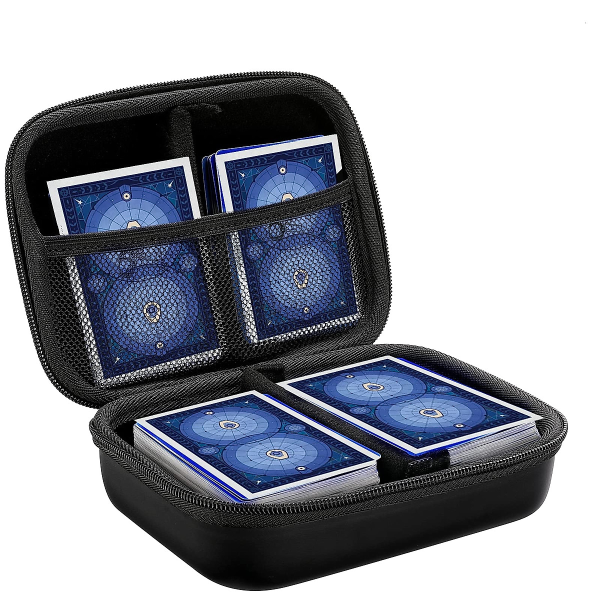 ProCase Trading Card Carrying Case, Playing Card Holder Organizer Fits Up to 400 Cards, Cards Storage Box with 2 Removable Dividers and Hand Strap -Black