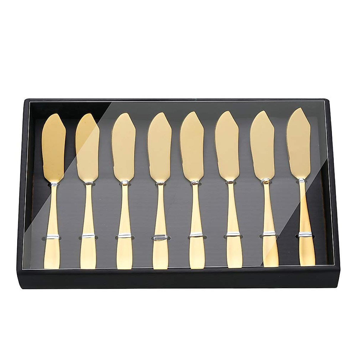 Buyer Star Butter Knives, 18/10 Stainless Steel 6.10 Inch Gold Cheese Spreader Knives Set in Black Gift Box, Dishwasher Safe, Set of 8