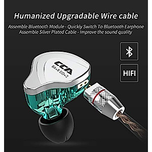 CCA C10 InEar Headphones IEM Earbuds 4BA 1DD Hybrid Drivers, 5 Drivers Hifi InEar Monitors High Resolution Earphones(Black no mic)