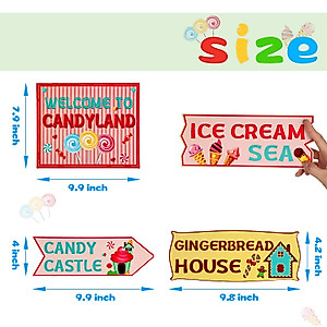 Gejoy 20 Pieces Candyland Party Decorations Candyland Trunk or Treat Car Decorations Kit Candyland Backdrop Signs for Halloween Christmas Party Decor (Cardstock)