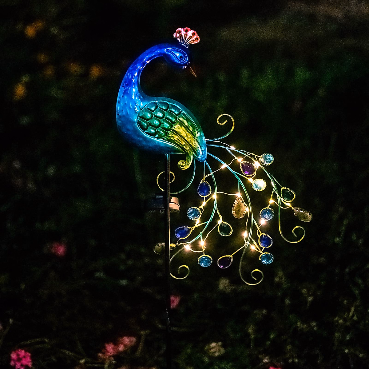 DREAMSOUL Metal Peacock Garden Solar Lights Outdoor Decorative Garden Stake Lights- Waterproof Peacock Solar Landscape LED Path Lights Patio Yard Garden Lawn Outside Decoration