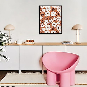 VEASPAEX Diamond Painting Kit Orange Background Flowers Pattern Adult Diamond Art Kit 8x10 inches DIY Digital Painting Full Drill Diamond Dot Craft Suitable for Home Wall Art Decoration.