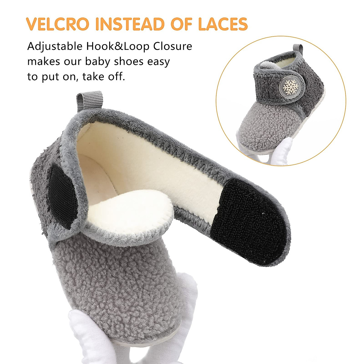 FEETCITY Infant Baby Boys Girls Slippers Cozy Fleece Ankle Booties Soft Bottom Warm Cartoon Socks Newborn Crib Shoes 12-18Months