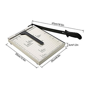 Paper Cutter Heavy Duty A4-B7, 12" Cut Length Guillotine Paper Trimmer for Cardstock Metal Base, with Safety Blade Lock&Dual Guides, 12 Sheets Capacity, for Home Office Classroom School (PureWhite)