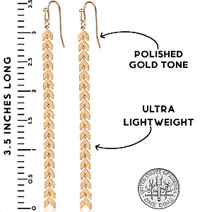 Humble Chic NY Gold Dangle Earring - Long Tassel Earrings for Women, Plated Base Metal, 3.5in Drop, Lightweight, Bridal Party