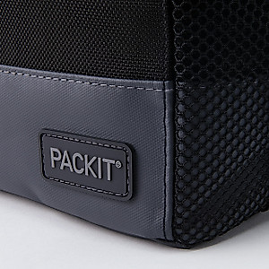 PackIt Freezable Lunch Pail, Black/Gray, Engineered with ECOFREEZE+ Technology: Triple Layered Protection for Ultimate Cooling, with Removable Crossbody Strap, Fresh Food On the Go