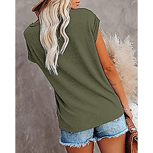 Women's Summer Casual Tops Cuffed Short Sleeve Oversized T Shirts Loose Fit Blouses