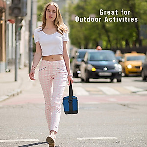 BuyAgain Lunch Bag, 600D Poly Small 6 Can Insulated Reusable Lunch Cooler Bag PEVA Water-resistant Lining for Women Men Adult Work, Navy Blue