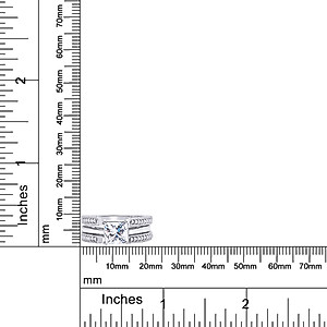 AFFY Engagement Wedding Ring for Women, Cathedral Ring Guard Enhancer With Diamond Solitaire Ring In 14K White Gold Over Sterling Silver With Cubic Zirconia, Gift For Her Ring Size -5.5