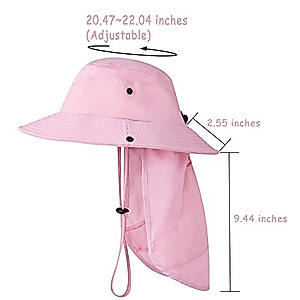 desertbear Girls Sun Hat Toddler Neck Flap Adjustable Large Brim Bucket Beach Hats Hole UV Protection Foldable Hat for Boys Summer Fishing Hat for Age 3-12