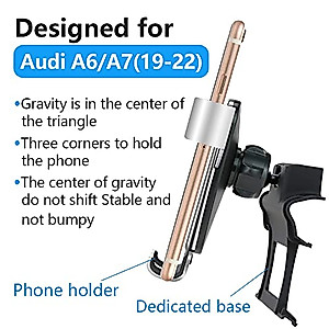 musttrue LUNQIN Car Phone Holder for 2019-2023 Audi A6 A7 S6 S7 RS6 RS7 Allroad Auto Accessories Navigation Bracket Interior Decoration Mobile Cell Mirror Phone Mount