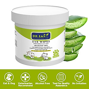 DR.EASY Pet Eye Wipes 120 Ct for Dog Cat Horse & Rabbit Grooming,Tear stain remover,Puppy Kitty eye wash,Remove dirt crust dried mucus discharge secretions, Unscented soft & gentle,Plant Based Formula