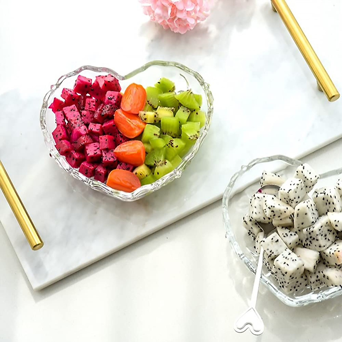 Kelendle 1 PCS Clear Glass Heart Shaped Serving Bowl Fruit Dish Bowl Container Tableware Great for Kitchen Restaurant Cafe Shop Appetizer Dessert Salad Snack Ice Cream