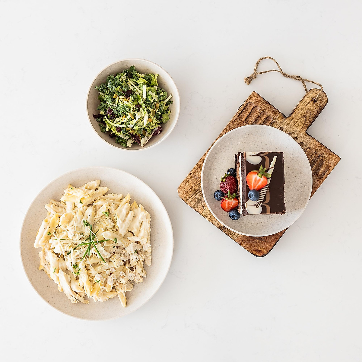 Grow Forward 24-piece Premium Wheat Straw Dinnerware Sets for 8 - Dinner Plates, Dessert Plates, Cereal Bowls - Unbreakable Microwave Safe Plastic Plates and Bowls Sets, RV, Camping Dishes - Sahara