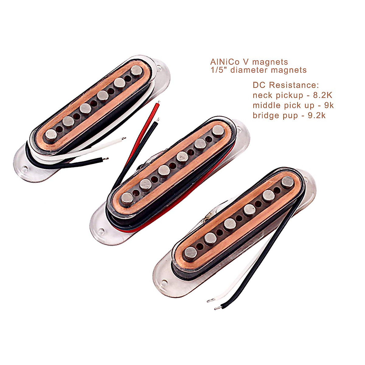 LAMSAM Electric Guitar Pickup Set, Single Coil Pickups Loaded High-output Alnico V Maganet Pole Pieces, Wax Potted Over Wound Pick-up, SSS PUP Replacement Fit 6 String Guitar
