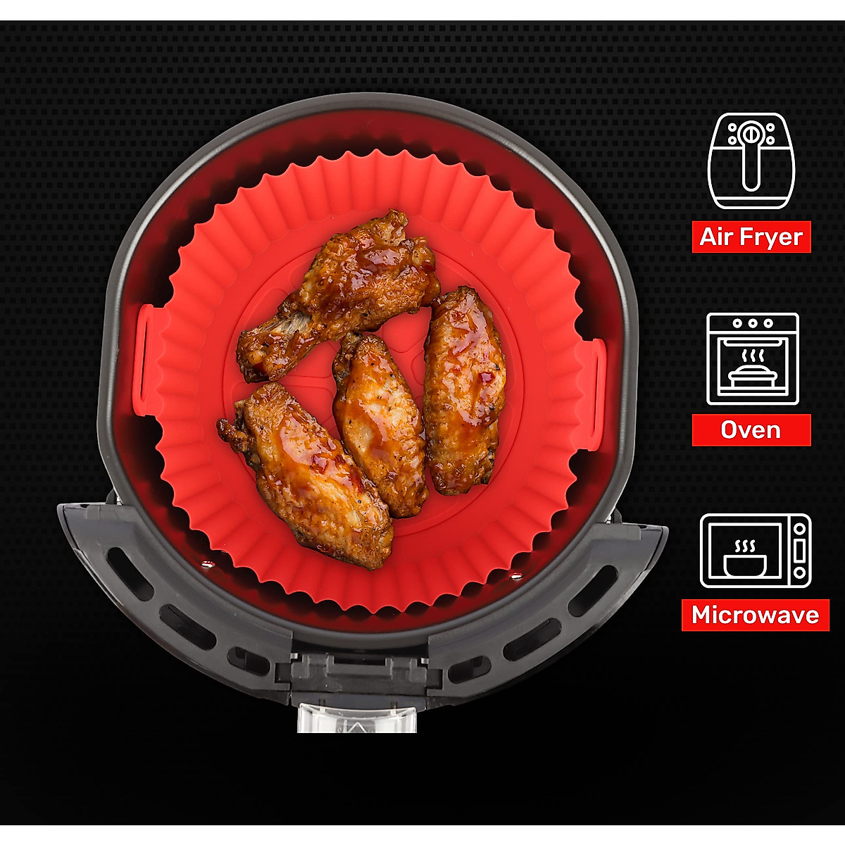 8inch Silicone Reusable Air Fryer Liner Non-stick Airfryer Pot Air Fryer Accessories Dishwasher Safe Baking Parchment (pink)