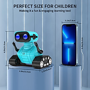 AONGAN Robot Toys - Remote Control Robot Toys for Kids, Dancing Singing Music LED Eyes Demo, Interactive Engaging Robots, USB Charging Tech Gifts Toys for Boys Girls 3 4 5 6 7 8 9 Years Old (Blue)