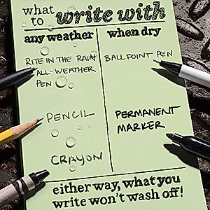 Rite in the Rain Weatherproof Hard Cover Notebook, 4 1/4" x 6 3/4", Green Cover, Universal Pattern (No. 970F-M), 6.75 x 4.25 x 0.625