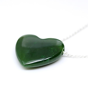 Stellia Healing Heart Jade Necklace 18” – 20” Adjustable Silver Plated Chain
