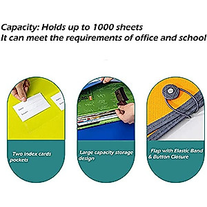 Expanding File Folder Document Organizer with Elastic Cord & Button Closure, Letter Size, 3.5" Expansion, Letter A4 Expandable File Folder for Home School Office Organization, 3 Pack