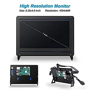 Kuman 7 Inch Raspberry Pi Touch Screen SC7BC IPS LCD Display HDMI Monitor 1024x600 for Raspberry Pi 4 B 3 2 1 B B+ A BB Black PC