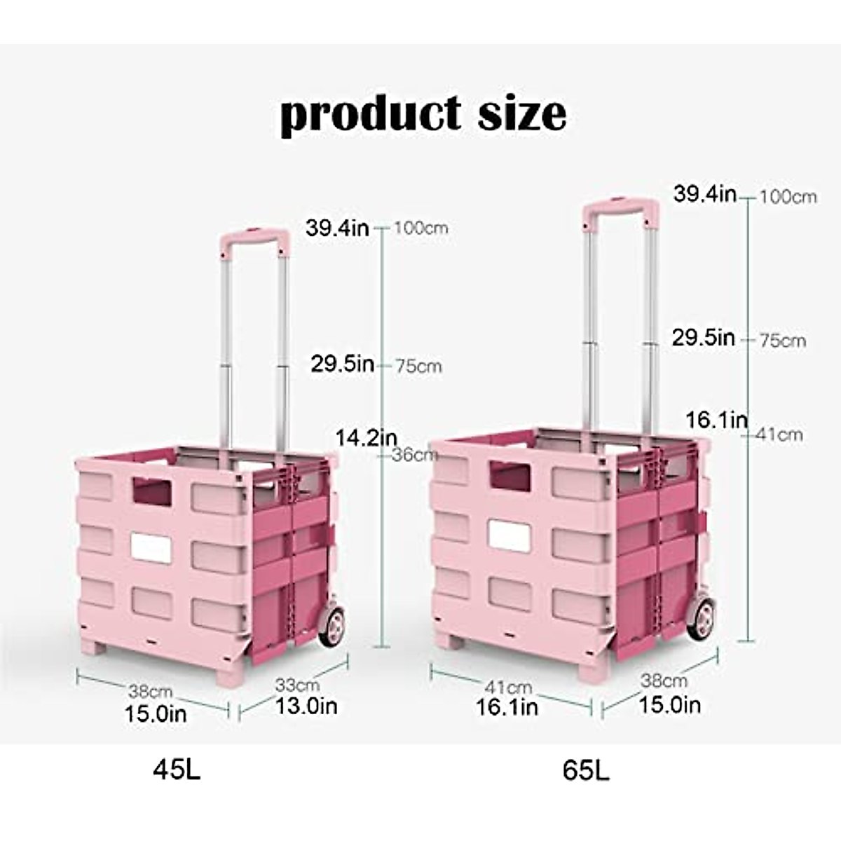 Utility Trolley Box, Handle Trolley Cart, Foldable Utility Portable Cart Mobile Folding Cart with Lid and 2 Wheels for Groceries Collapsible Basket with Handle (Color : Blu)