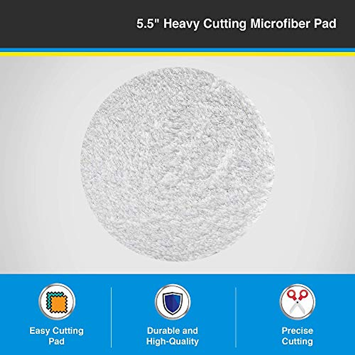 LAKE COUNTRY Heavy Cutting and Polishing Microfiber Pad - Microfiber Finishing Disc - Microfiber Buffing Pad - Help Remove Scratches, Buffing Swirls and Trails (5.25", 2 Pack)