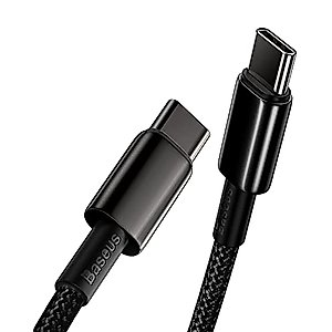 USB C Cable, Baseus 100W PD 5A QC 4.0 Fast Charging USB C to USB C Cable, Zinc Alloy Nylon Braided Type C Data Cable for Samsung S21 S20+ S10 Note 10 iPad Pro MacBook Pro Google Pixel and more (3.3ft)