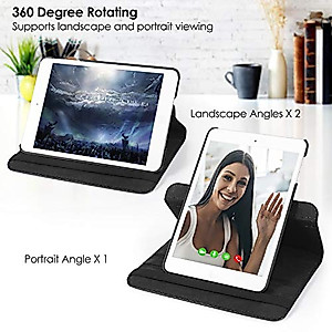 LayYun iPad Mini 1/2/3 Case - 360 Degree Rotating Stand Smart Cover Case with Auto Sleep/Wake Feature for Apple iPad Mini 1 / iPad Mini 2 / iPad Mini 3 … (Black 04)