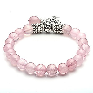 Top Plaza Stretch Rose Quartz Tree of Life Lucky Stone Bracelet Reiki Healing Crystal Gemstone Dangle Charms Pendant Birthstone Bracelet(6.2") Mothers Day Mom Gifts Bracelets