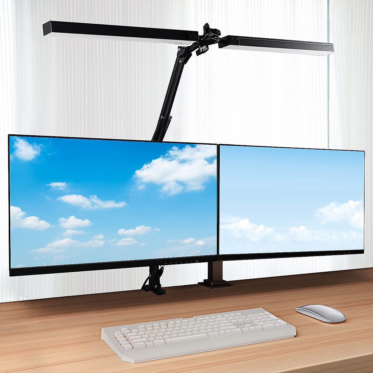 Hitish LED Desk Lamp, 24W Super Bright Architect Desk Lamp with 3 Color Modes & 10 Brightness Levels for Home & Office, Eye Protection Swing Arm Desk Lamp with Base & Clamp for Study, Work, Monitor