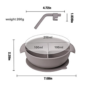 haakaa Silicone Divided Suction Bowl, Suction Plates For Babies and Toddlers - Divided Siicone Bowl For Baby Toddler Self-Feeding - Stay Put Bowl, Stone