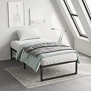 Richwanone 14 inch Twin XL Platform Bed Frame Heavy Duty Metal Mattress Foundation with Steel Slat Support, No Box Spring Needed, Easy Assembly, Black