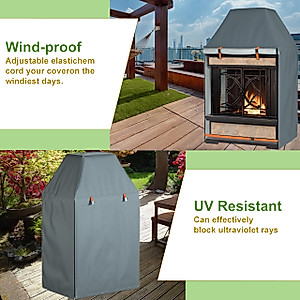Outdoor Fireplace Cover, Heavy Duty Waterproof Oxford Fabric for Protecting Outdoor Upright Patio Wood Burning Fireplace Covers, 36x25x57 inch Gray