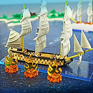 LITKO Flame Marker | Fire Indicator | Spell Effect | Inferno | Compatible with Dungeons & Dragons, Warhammer 40k, Bolt Action, and Other Wargames (Yellow Flames & Amber Base, Mini)