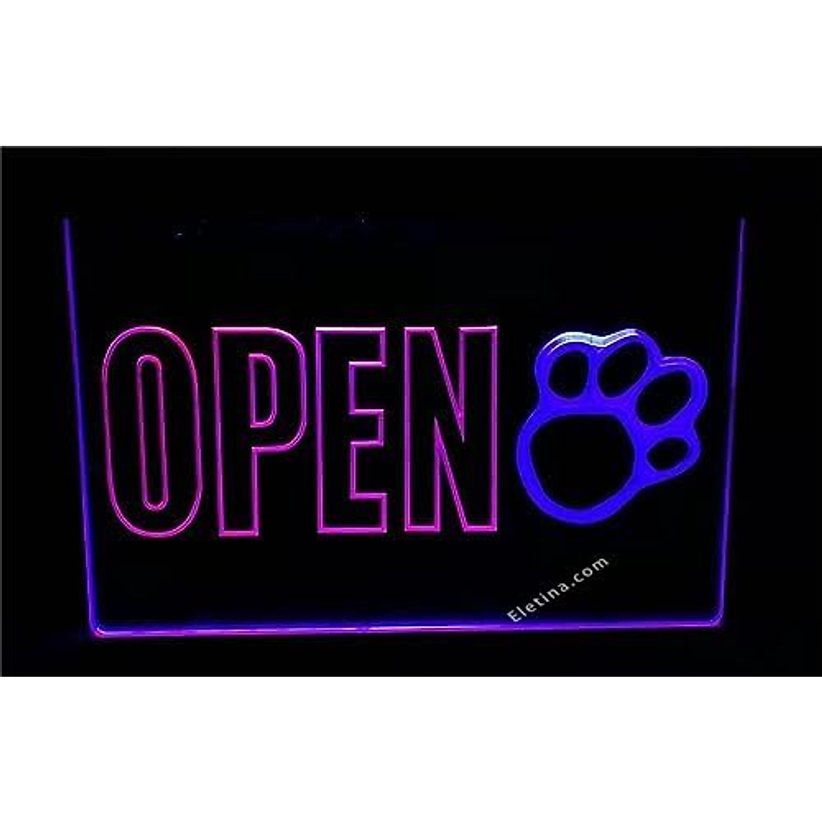Bar Neon Light Sign Open. With Dog Paw Print. Pet Grooming St6-j0792 Lamp Neon Like Led Signs For Wall Decor