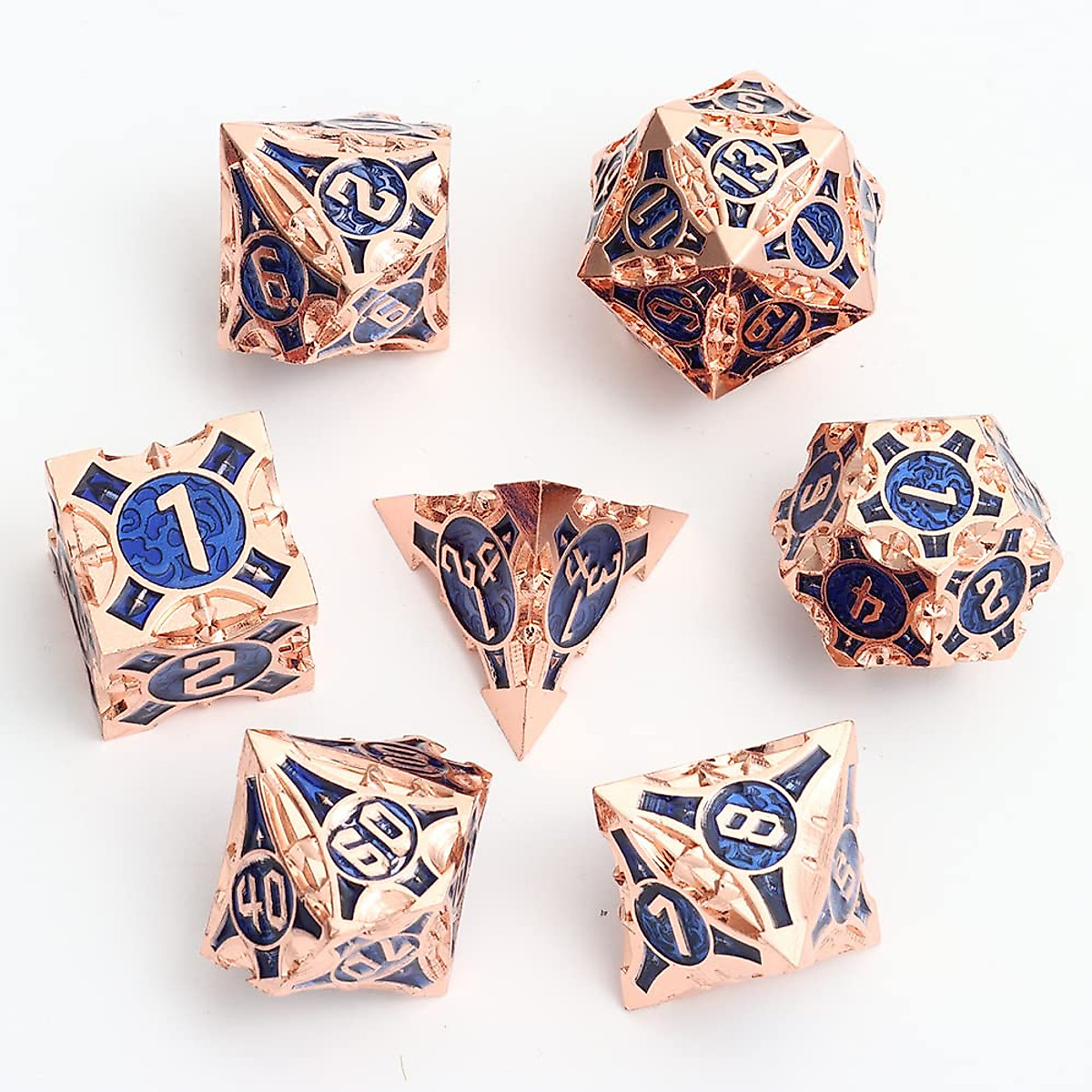 Polyhedral Metal Dice Set,7Pcs Dices D4 D6 D8 D10 D12 D20 Sets,for Board Game,Dungeons and Dragons,DND,Role Playing Games (A02)