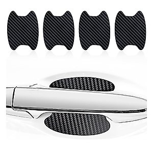 Kewucn 4PCS Car Door Handle Sticker, Carbon Fiber Auto Door Side Handle Protective Films, Anti-Scratch Vehicle Door Cup Protector, Universal Exterior Accessories for Most Cars (Black)