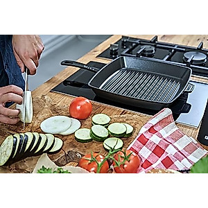 Staub Cast Iron 12-inch Square Grill Pan - Matte Black, Made in France