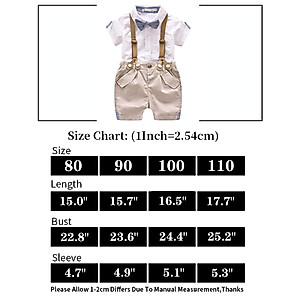 EGELEXY Toddler Baby Boys Gentleman Outfits Short Sleeve T-Shirt+Bib Pants+Bow Tie 12Pcs