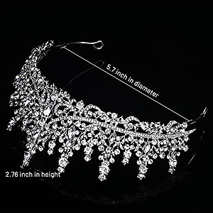 TOBATOBA Silver Wedding Crystal Tiaras and Crowns for Women, Bride Royal Queen Headband Princess Quinceanera Headpieces for Birthday Prom Pageant Party