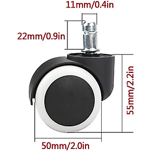 Office Chair Caster Wheels Set of 5 Office Chair Revolving Chair Casters Replacement Nylon Furniture Wheels Premium Computer Desk Castor Bearing Capacity 125KG / 276lbs (5) Colour Name:Plunger Stem He