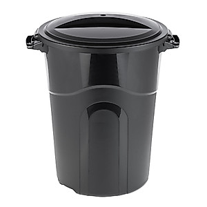 PEtbon 32 Gallon Heavy Duty Plastic Garbage Can, Included Lid, Indoor/Outdoor Trash Can, Black