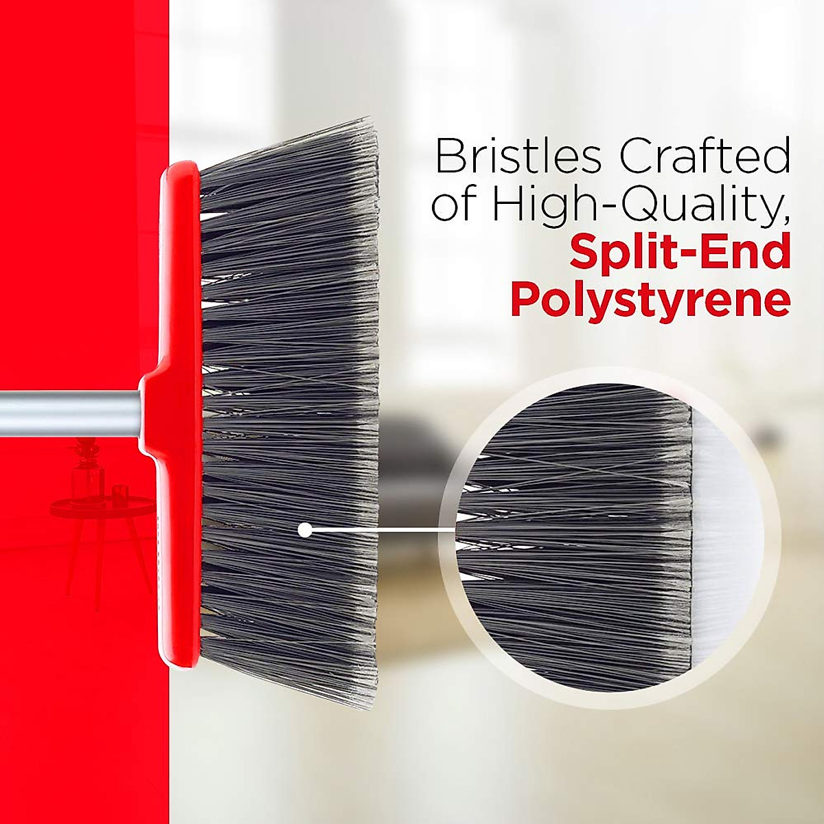 Fuller Broom with adjustable Steel Handle, Red