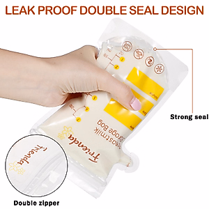 400 Count Breastmilk Storage Bags 7 oz Breast Milk Storage Bag Leak Proof Double Zipper Seal Breast Milk Storing Bags Self Standing Milk Storage Bags for Breastfeeding Refrigerator or Freezer